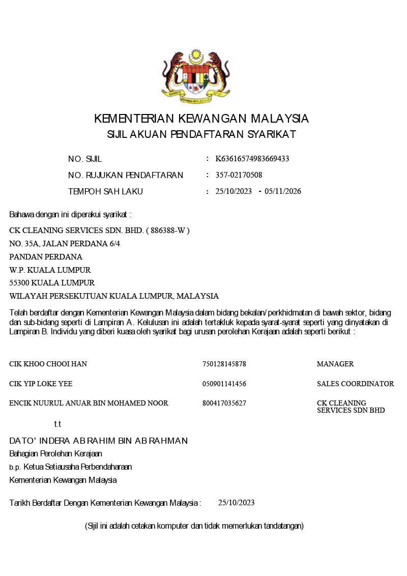 About Us – CK Cleaning Services Sdn Bhd